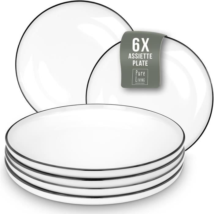 6X Assiettes En Porcelaine Grande Taille Scandi - Set De Vaisselle ...