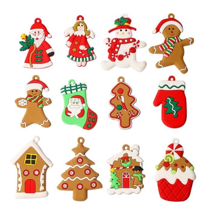 DAMILY® Bonhomme en pain d'épice décorations d'arbre de Noël 12 cadeaux ...