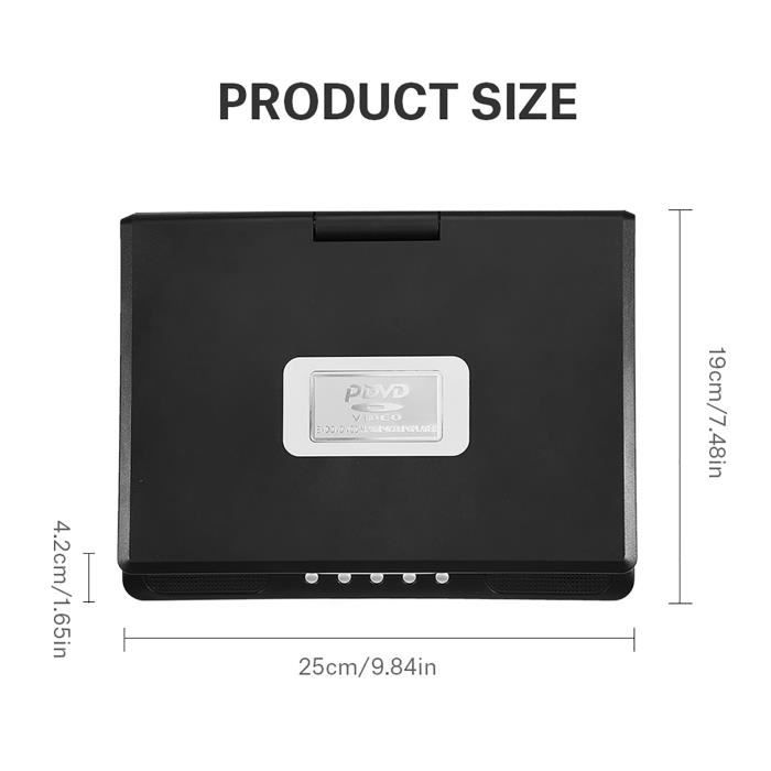 Lecteur DVD Portable - CES - 9 Pouces - Écran LCD Rotatif 270 ...