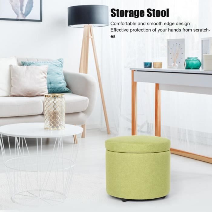 KIMISS Boîte de tabouret de rangement Tabouret de Rangement Rond ...