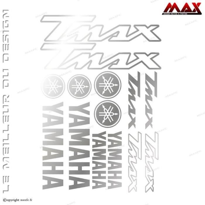12 Stickers TMAX - ARGENT - YAMAHA T-MAX T MAX 500 530 750 1000 liserés ...