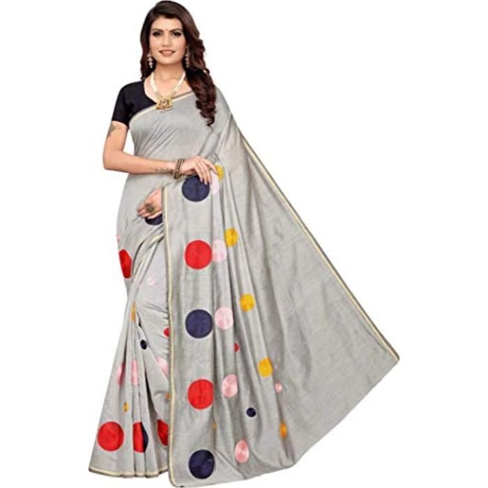 Chemisette NCWNR Saree de style brodé en lin mélangé de coton Chanderi ...