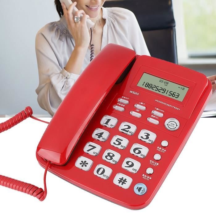 Qiilu Téléphone fixe domestique W520 Téléphone Fixe sans Fil Domestique ...