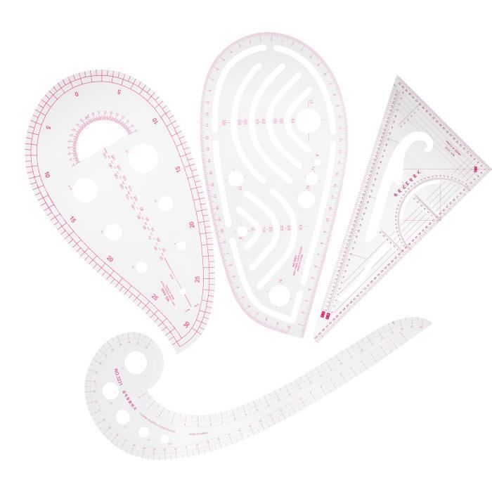 Qiilu règle transparente Règle de couture 4 pièces flexible pliable ...