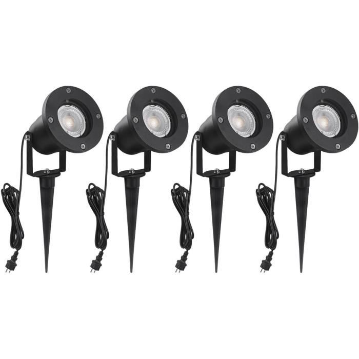 Lot De 4 Spots De Jardin Led 5 W Gu10 Avec Piquet Étanche Ip65 Pour ...