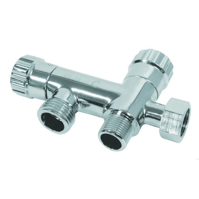 Robinet WC 3 voies anticalcaire chromé pour le raccordement d'un WC et d'une douchette ...