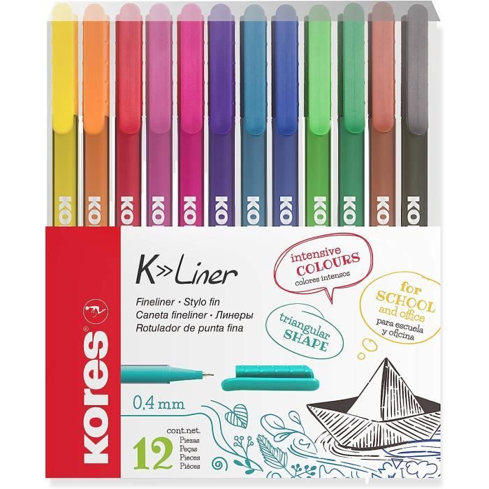 Kores - K-Liner : Feutres Fins de Couleur avec Pointe Fine de 0,4 mm ...