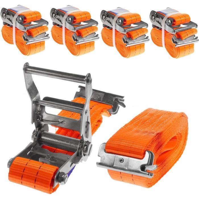 4 x 2000 kg 5 m Sangles d'arrimage pour rail d'ancrage avec cliquet ...