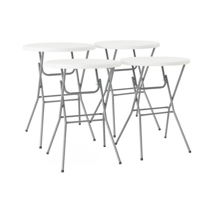 Lot de 4 tables de réception. tables mange debout pliantes acier blanc ...