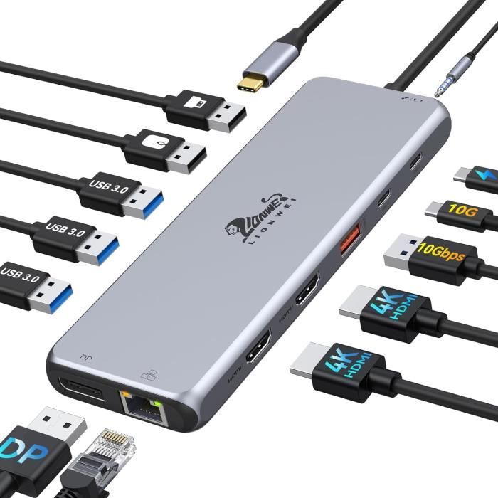 Station D'Accueil Usb C Docking Station Double Moniteur, Dock Usb C 2 ...