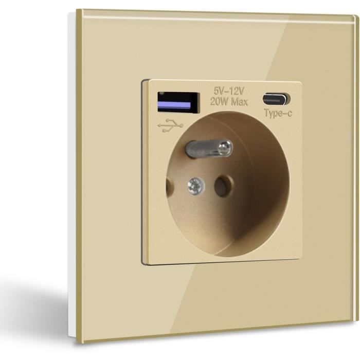 Prise Murale Avec Usb C Pd20W,Prise De Courant À Encastrer,16A Prise De ...