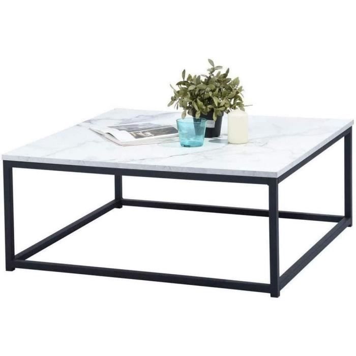 Design Moderne Table Basse De Salon Carré Effet Marbré Structure En ...