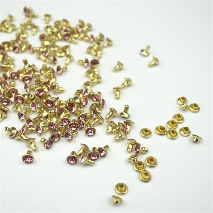 RIVET,Pink Rivets-100 Sets 6mm--Rivets et pointes Strass cristal 6mm ...