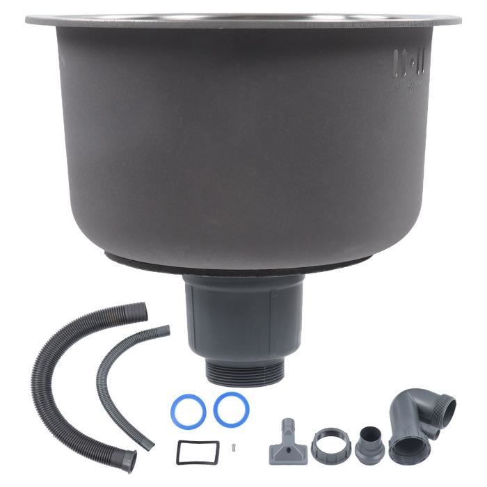 Évier de cuisine rond en acier inoxydable ZERODIS - à encastrer ...