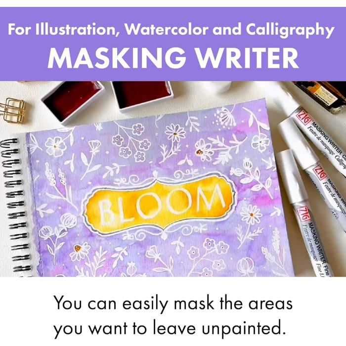 Kuretake Zig Watercolor Masking Fluid pen 3pcs set, Ideal for watercolor paint, Caligraphy ...