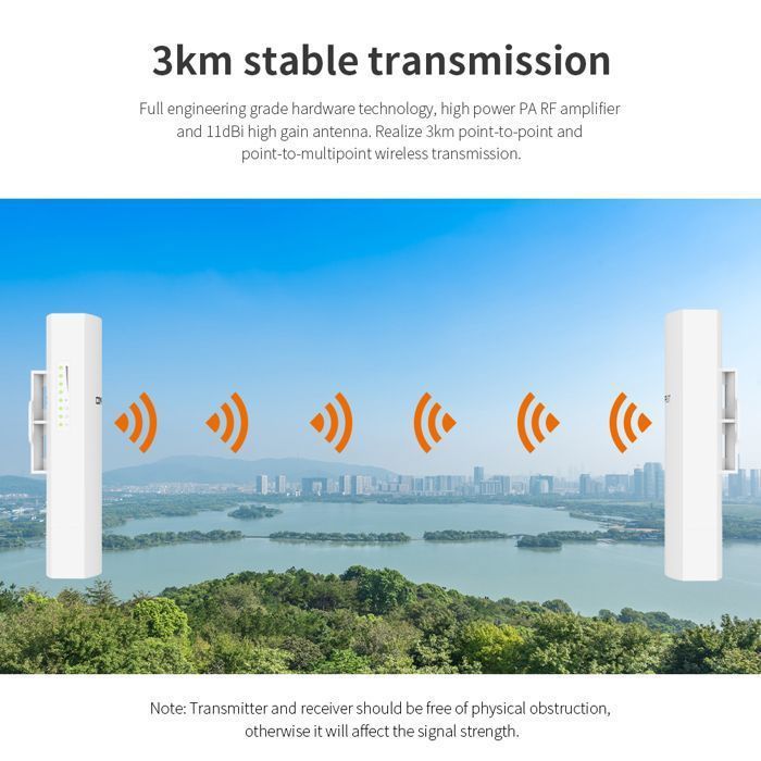 Comfast 2pcs CPE Pont WiFi Extérieur 5.8GHz Portée 3KM Point d'Accès ...