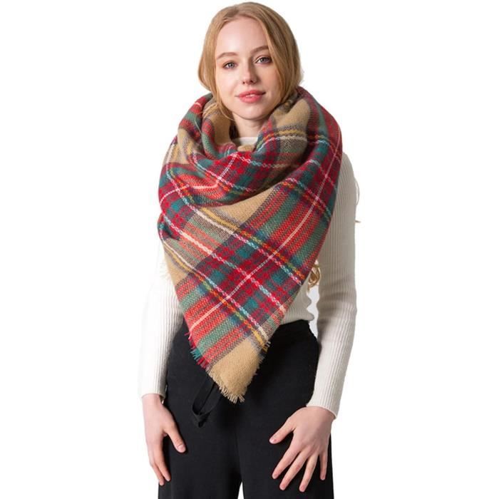 Écharpe Femme Homme Châle Cachemire Ecossaise - [n2570] - Rose Rose ...