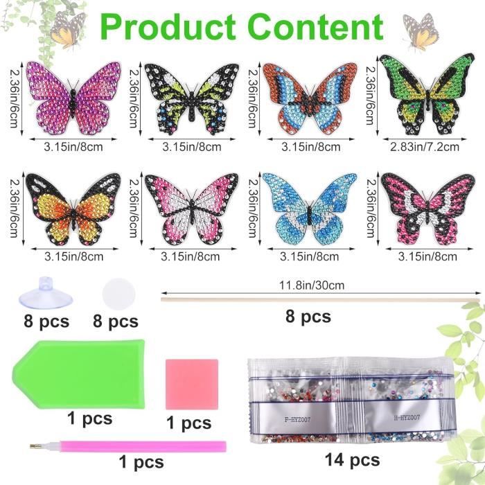 Papillon Kit De Peinture Au Diamant, 8Pcs Papillons Pour Composition ...