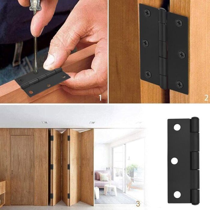 10 charnières de porte noires - 75mm (3 inch) charnières de porte de ...