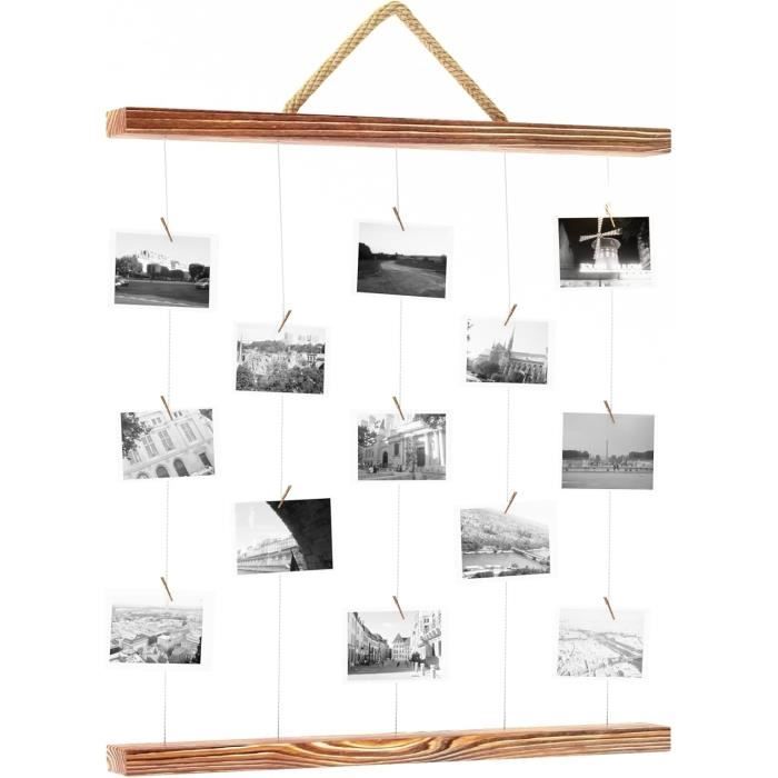 Cadre Photo Mural avec Cordes Porte Photos à Pince Pêle Mêle Tableau d ...