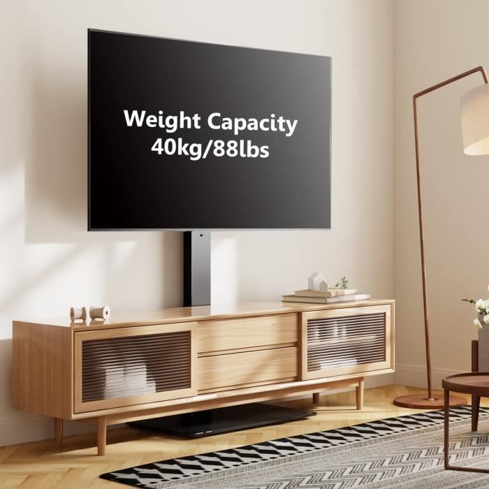 FITUEYES Meuble TV avec Support Pied Télé Pivotant Cantilever pour ...