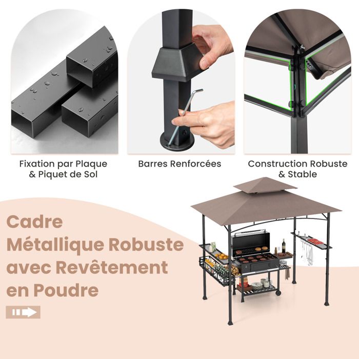 GOPLUS Tonnelle pour Barbecue d'Extérieur 242 x 153 cm, Gazebo pour ...