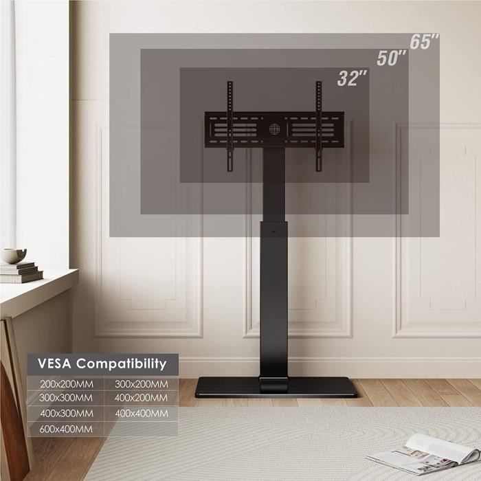 FITUEYES Meuble TV avec Support Pied Télé Pivotant Cantilever pour ...
