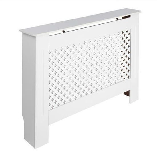 Cache-Radiateur blanc en panneau MDF moderne 1112 x 19 x 81cm Motif Nid ...
