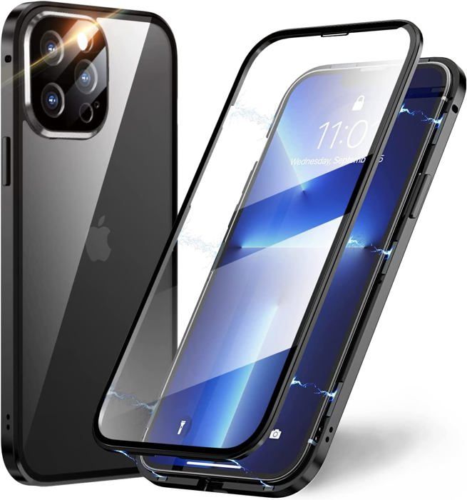 Coque magnétique métallique pour iPhone 13 Pro, protection 360° en ...