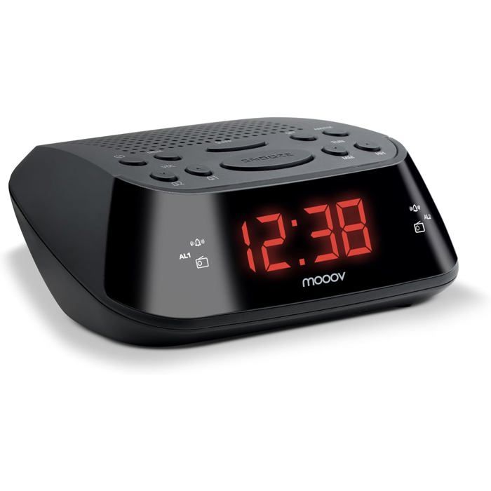 Radio-réveil FM Double Alarme Noir Noir Mat - Cdiscount TV Son Photo