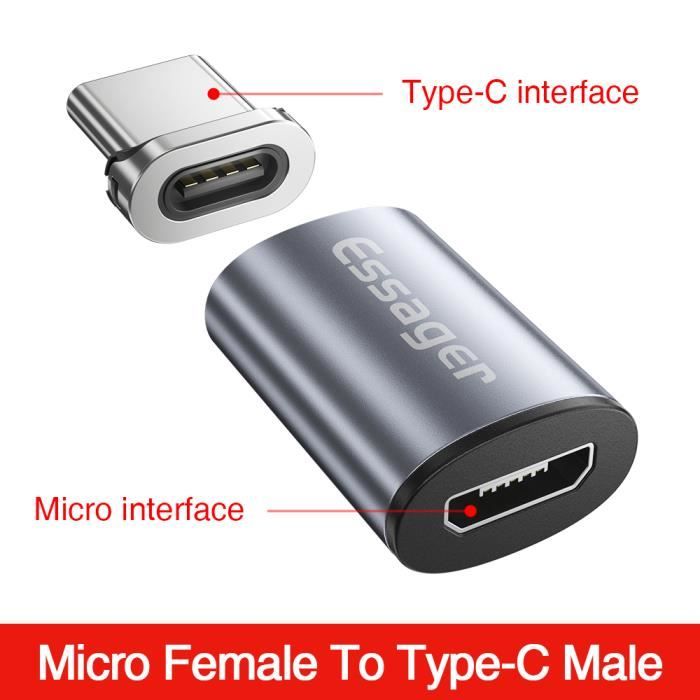 Micro vers USB C-adaptateur magnétique Micro USB Type C USB-C ...