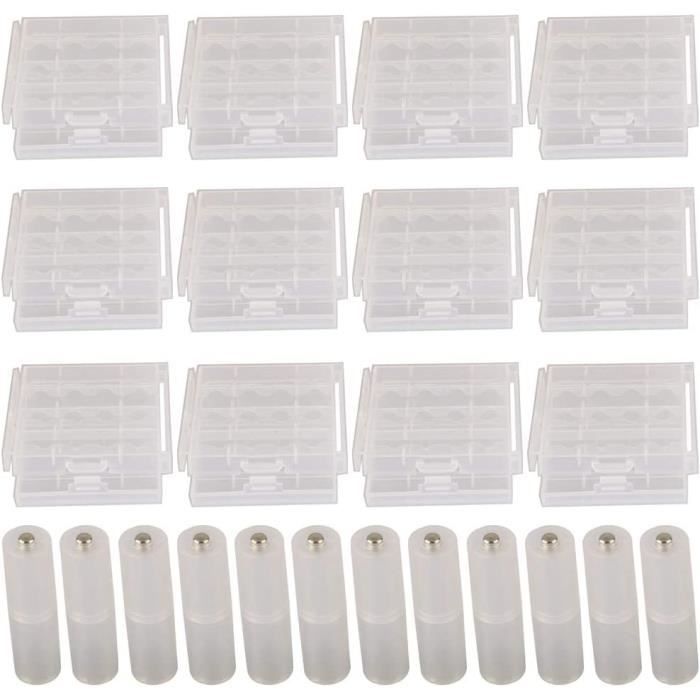 12Pcs Boîte à Piles en Plastique(4 Cellules), Boîte de Rangement pour ...