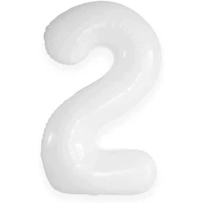 Ballon Chiffre Blanc XXL 100cm - Décoration Anniversaire - Numéro 2 ...