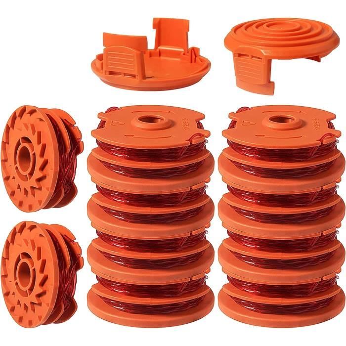 Lot de 10 bobines de fil pour débroussailleuse avec 2 capuchons de bobine compatibles avec Worx ...