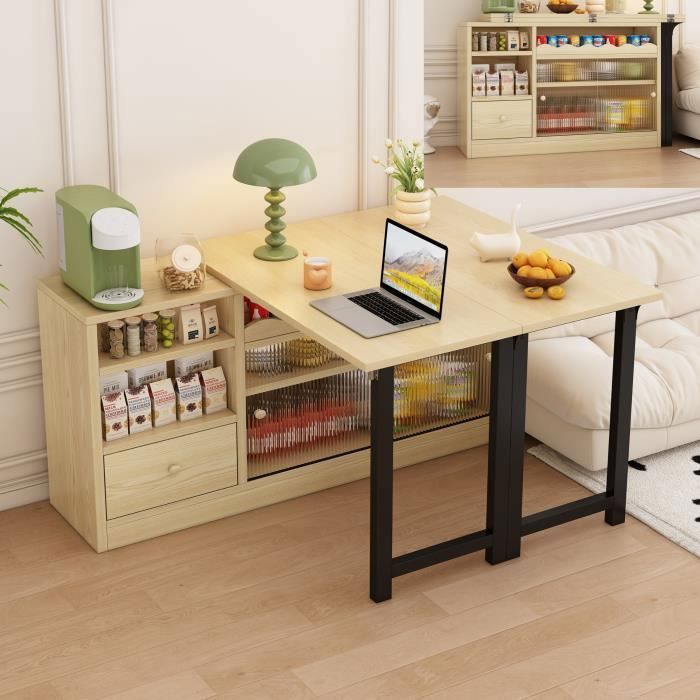 Table de bar extensible - MARQUE - Modèle - MDF + métal + verre - 4 ...