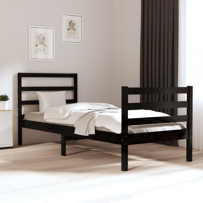 Lit Simple 90x190cm, Structure de lit en Bois de pin massif 1 place ...