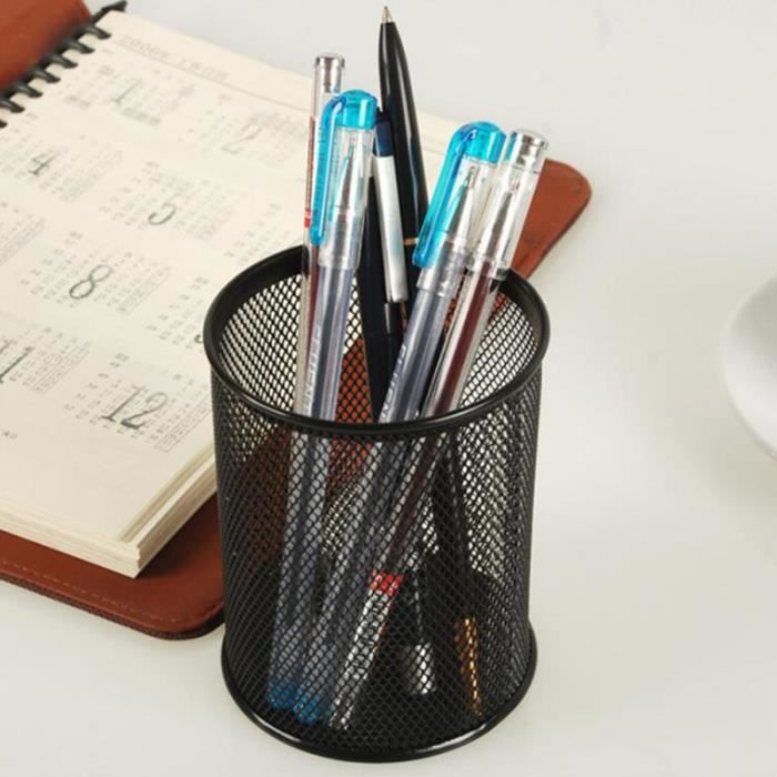 1 pc Métal Stylo Pot Rond En Fer Maille Porte-Crayon Conteneur Crayon ...