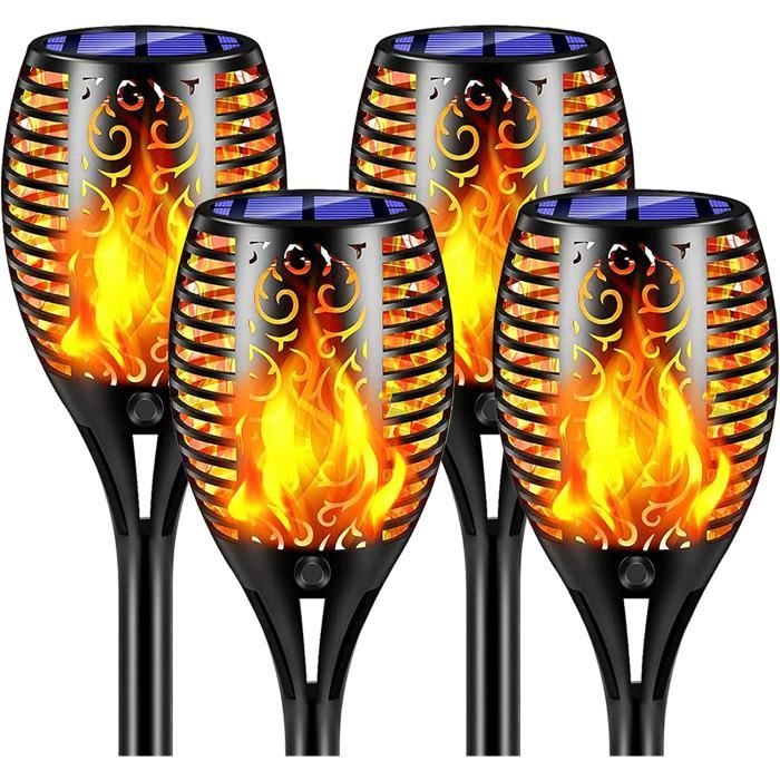 Heruiker Lampe Flamme Solaire, 4 Pièces LED Lères Solaire Flammes ...
