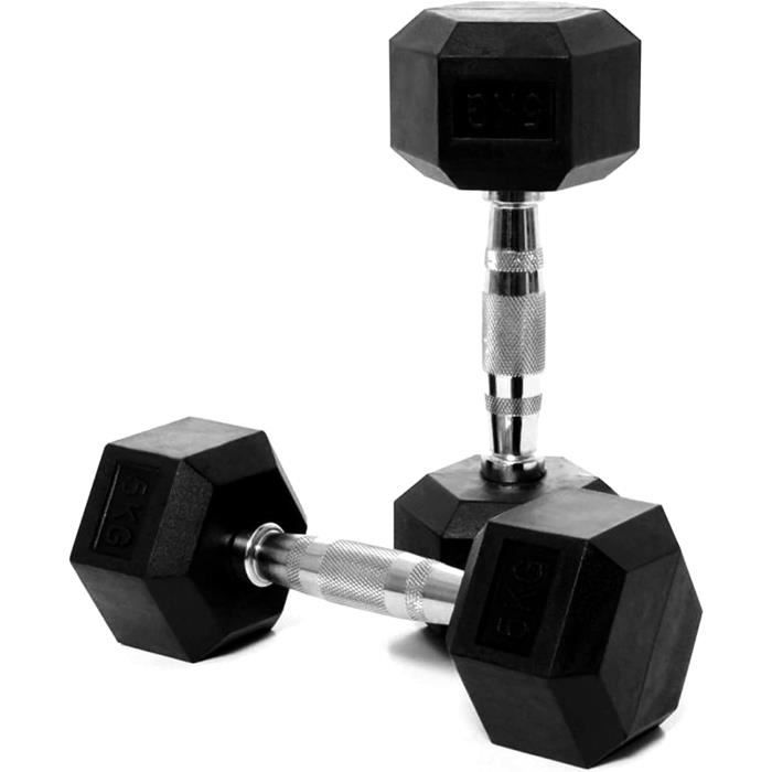 Core-Power Hexagon Dumbbells 5kg Set d'haltères pour Fitness, Crossfit ...