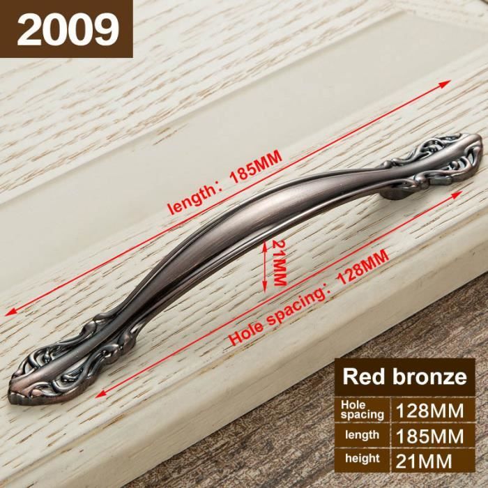 POIGNEE DE MEUBLE, 2009-128mm--Poignée en Bronze rouge, boutons de ...