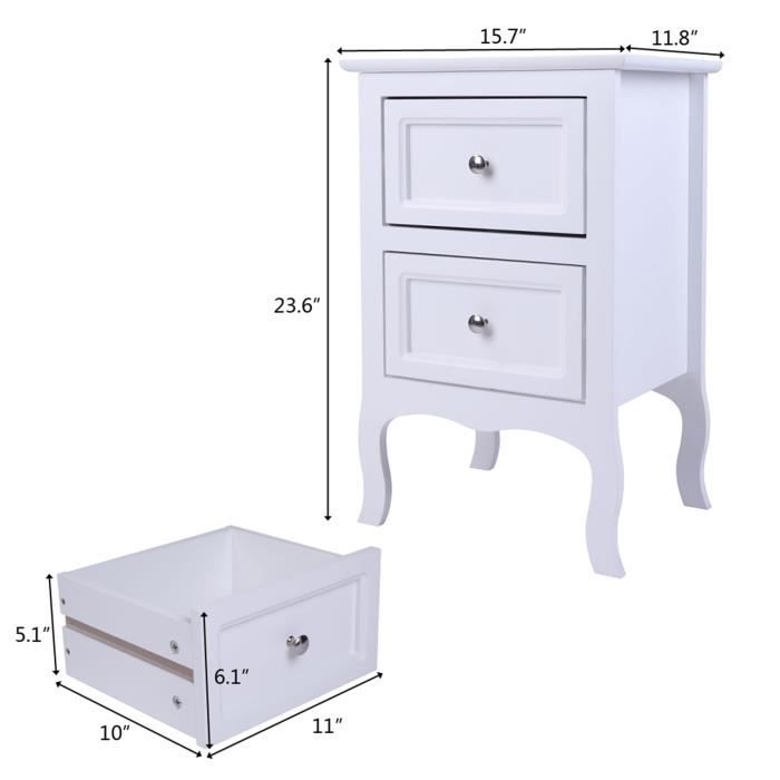 Table de Chevet - MARQUE - Lot de 2, Simple et Rétro avec 2 Tiroirs ...