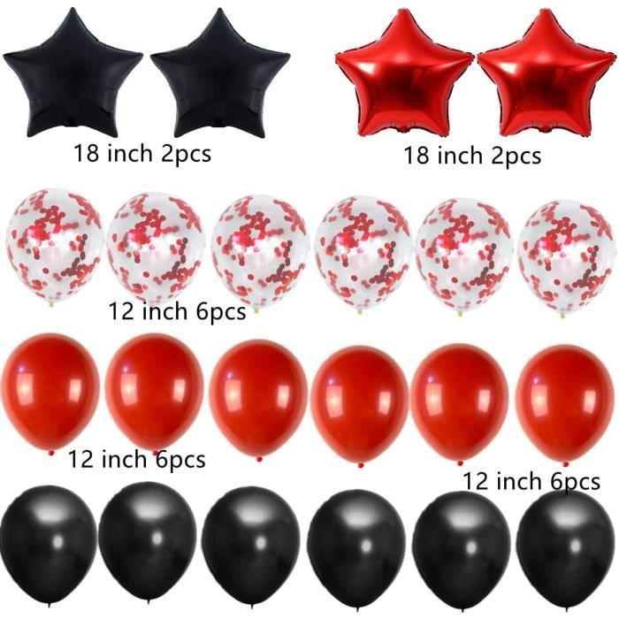 Ballon 13 Ans Anniversaire Fille Noir Rouge Decoration Anniversaire ...