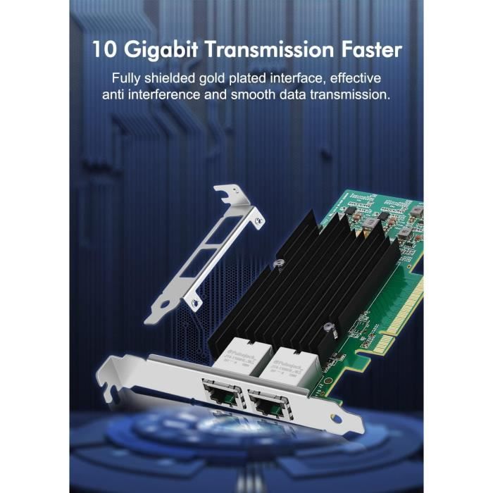 10Gbe Pcie Carte Réseau Dual Rj45 Ports. Intel X540-Da2- X540 Chip ...