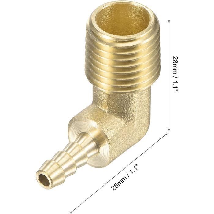 Raccord Cannelé Tuyau Coude Laiton 3-16 Pouce x 1-4 NPT Mâle Filetage Angle Droit Tuyau ...
