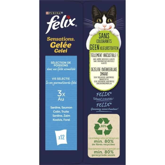 FELIX Sensations en Gelée Poissons : Saumon, Truite, Sardine, Colin ...