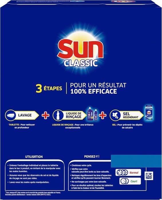 Sun Pastilles Lave-Vaisselle Classic, 160 tablettes, Efficace même ...