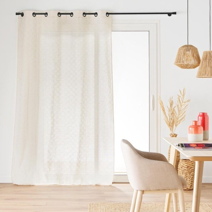 Rideau à Œillets - 140 x 260 cm - Effet Lin Tissé Logan - Cdiscount Maison