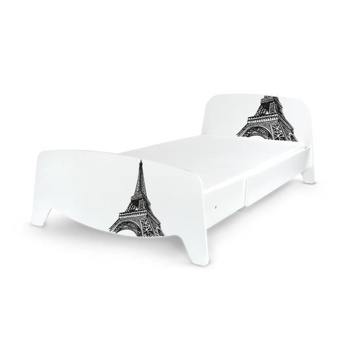 Lit d'enfant moderne extensibles avec matelas 90/200 Couleur Blanche ...