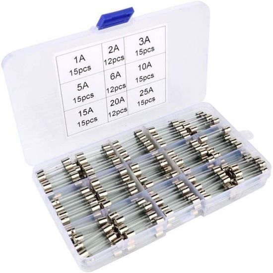 Kit de 126 Fusibles en Verre - Assortiment pour Voiture avec 6x30 mm, Comprenant Plusieurs ...