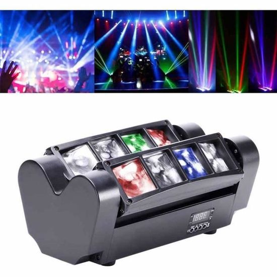 60W Lyre 8 Leds,Disco Lumière araignée DMX512 RGBW4 en 1 Lampe de Scène ...